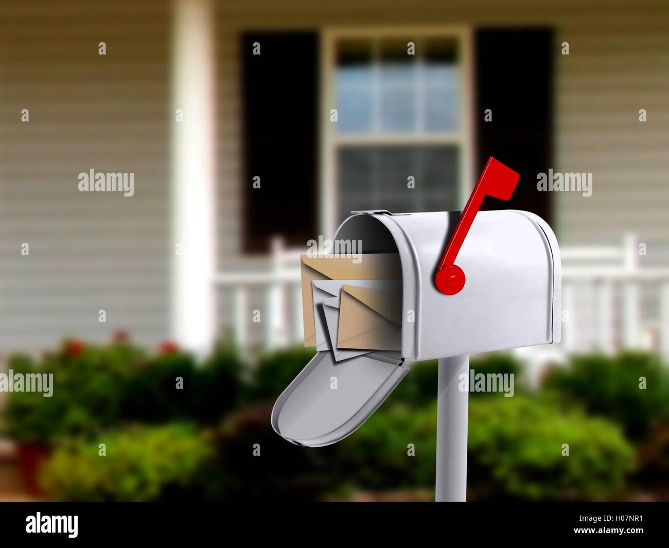 White Mail Box in Front of a House Stock Photo - Alamy