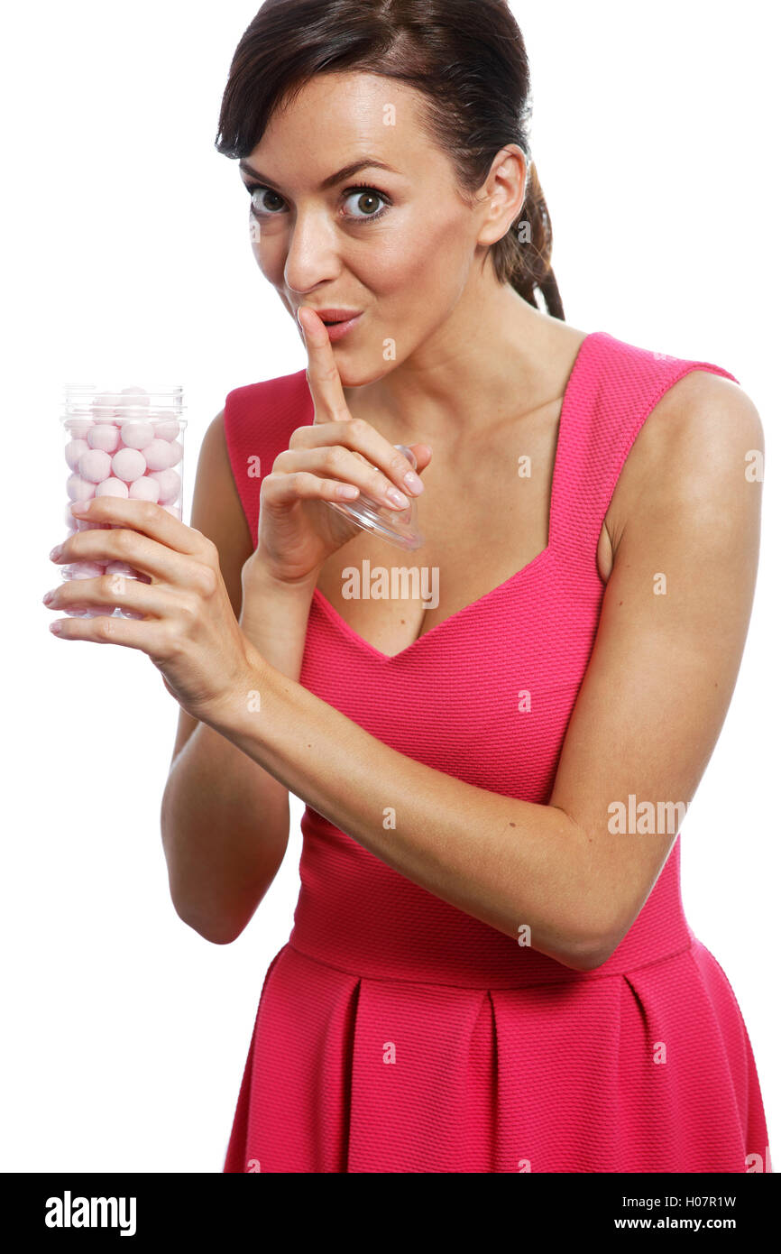 Woman with sweet jar Stock Photo - Alamy