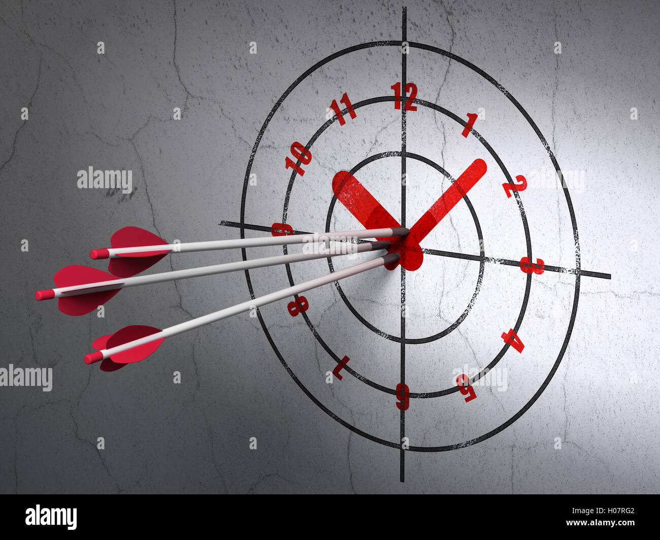 Timeline concept: arrows in Clock target on wall background Stock Photo ...