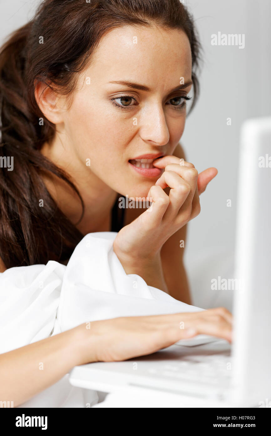Woman on her laptop Stock Photo - Alamy