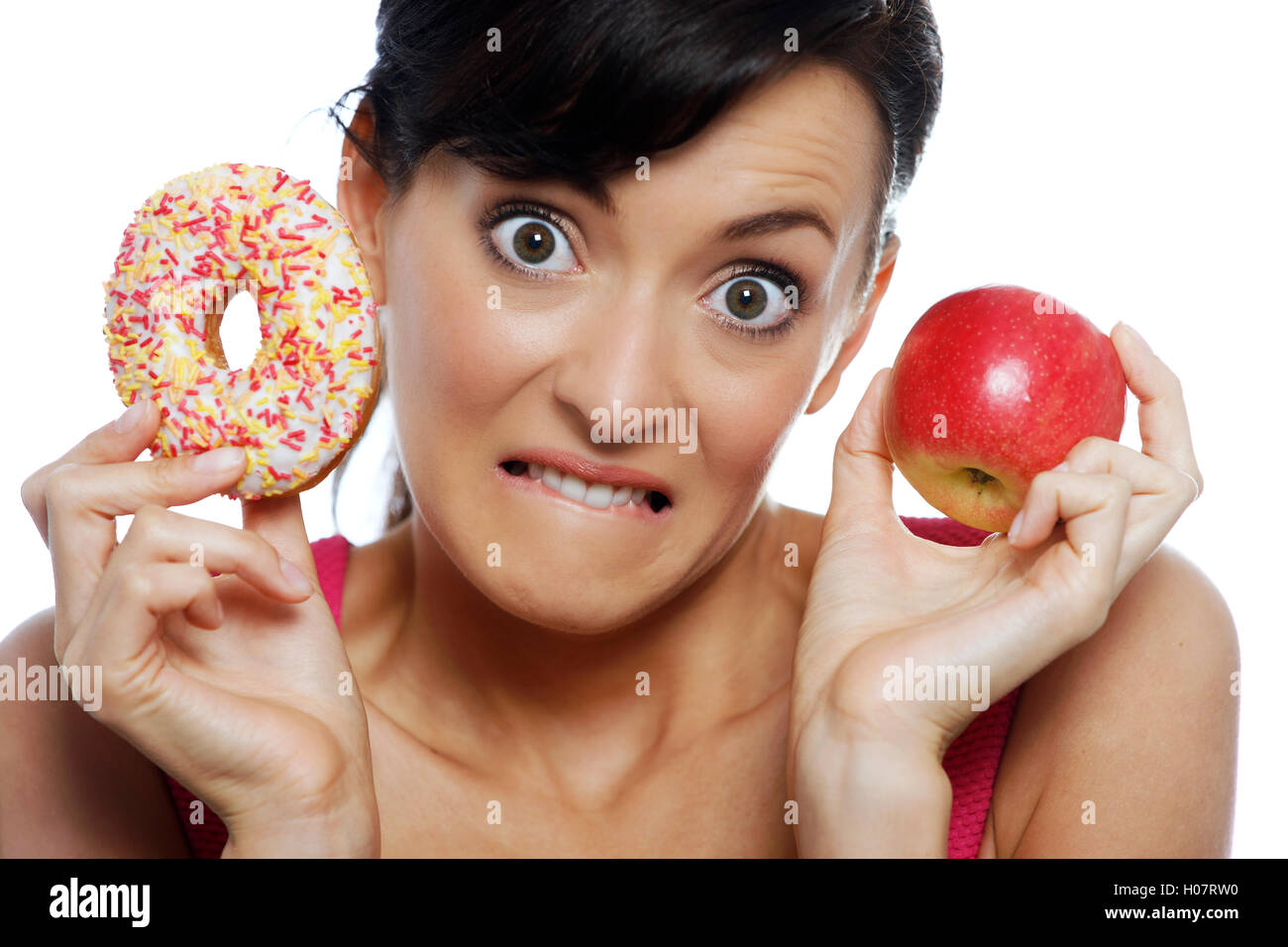 Woman choosing food Stock Photo - Alamy