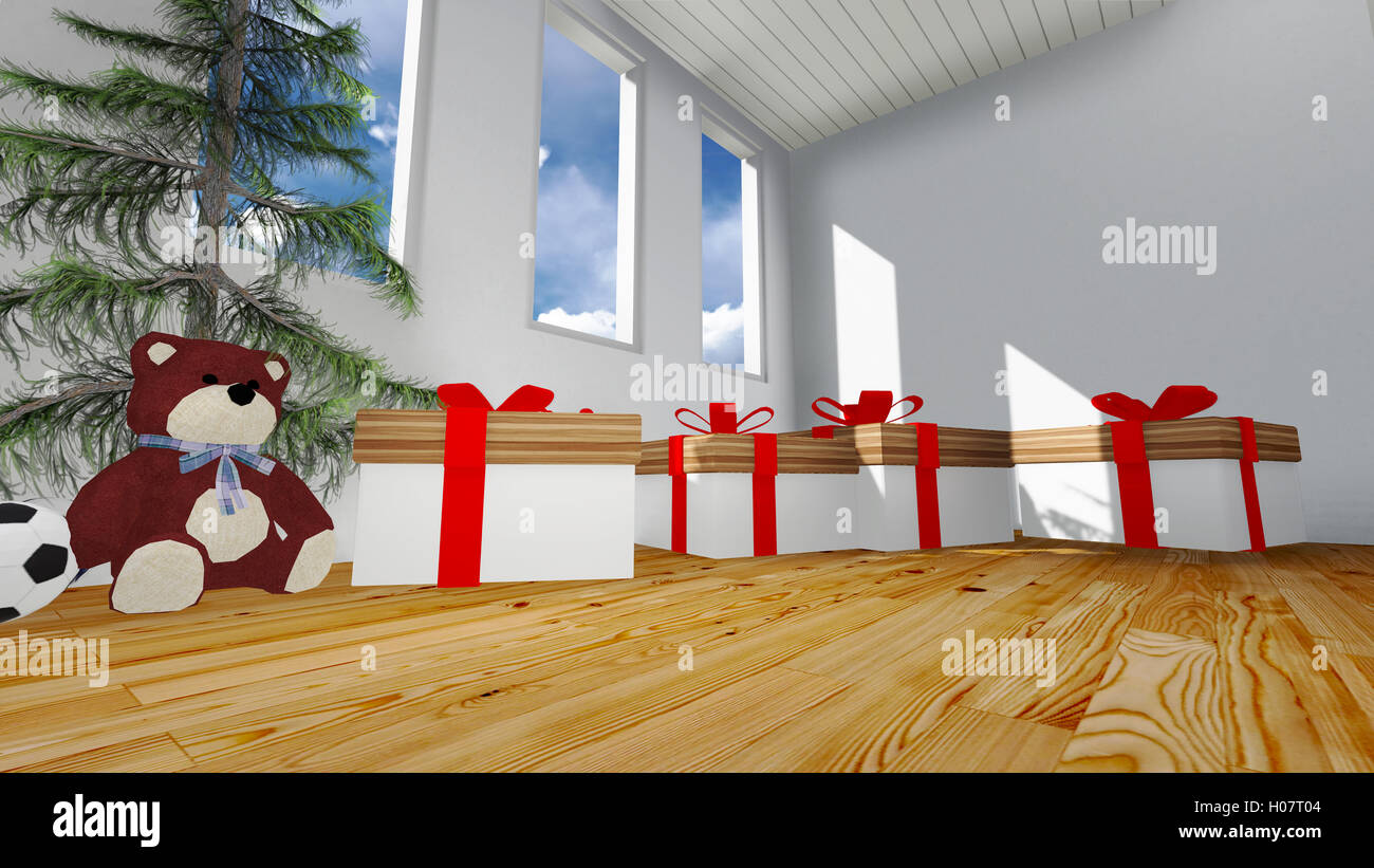 gift box in room Stock Photo - Alamy