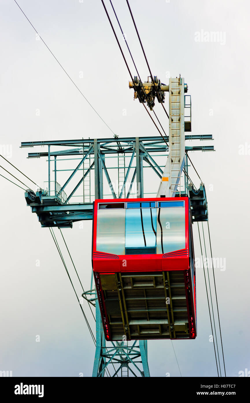 Red cabin of a chair lift at Mount Tahtal─ Stock Photo - Alamy