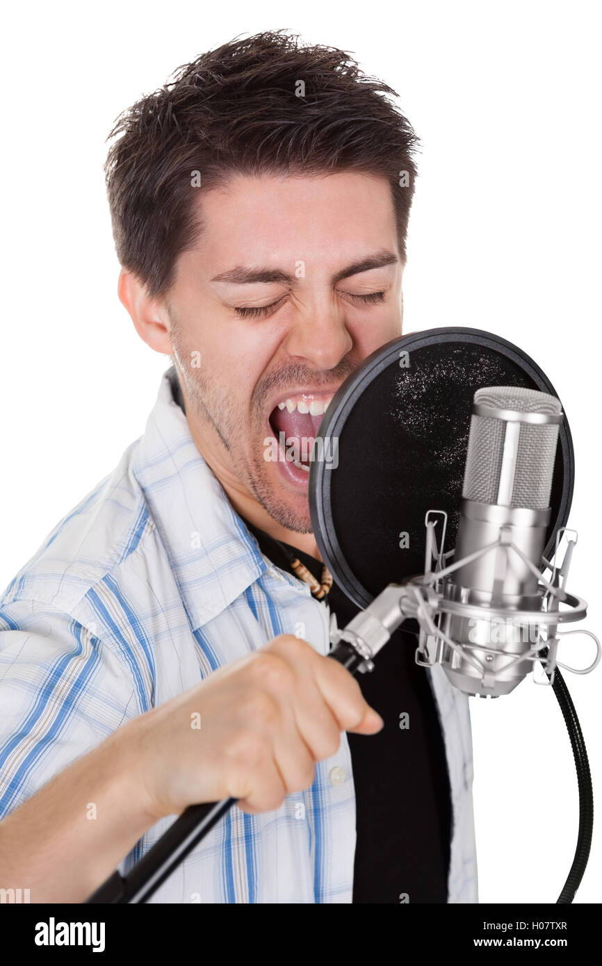 Singer and microphone Stock Photo - Alamy