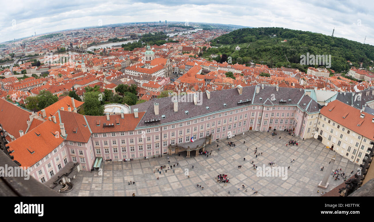 View of Prague Castle square Stock Photo - Alamy