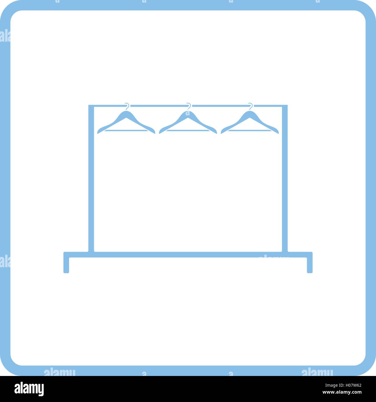 Clothing rail with hangers icon. Blue frame design. Vector illustration ...
