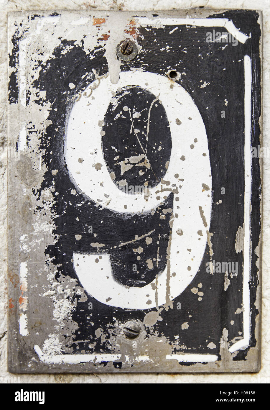 Number nine of information, detail of odd number Stock Photo - Alamy