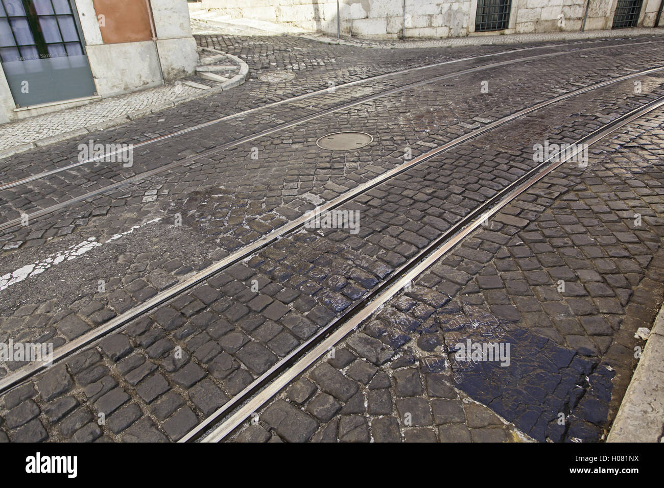 Old tram routes, details of urban transport in the city Stock Photo - Alamy