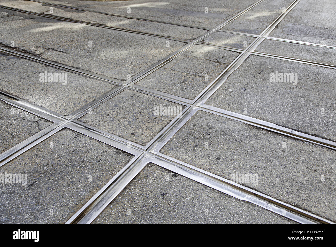 Old tram routes, details of urban transport in the city Stock Photo - Alamy