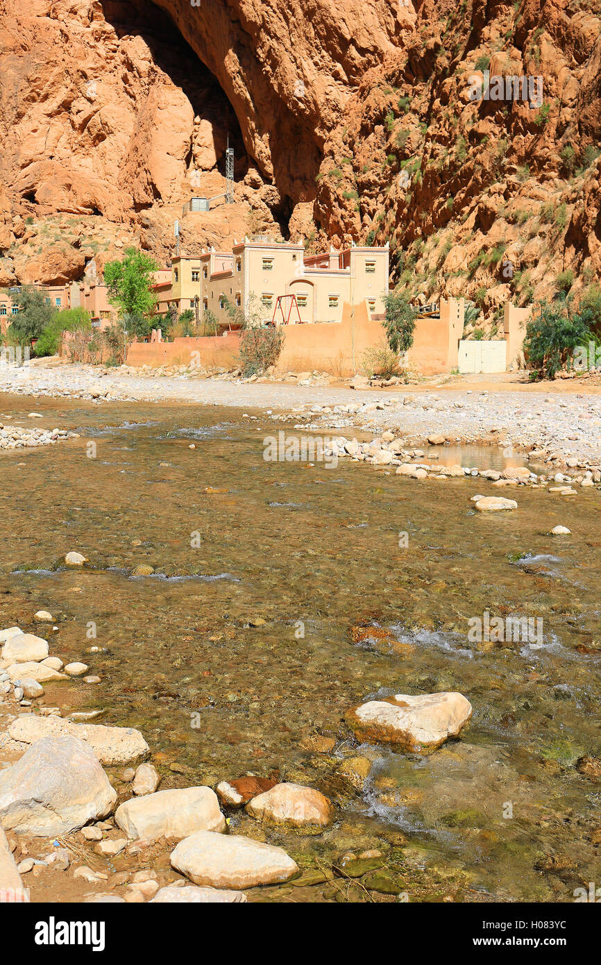 Steep canyon walls in colorful Todra Gorge in Morocco Africa Stock ...