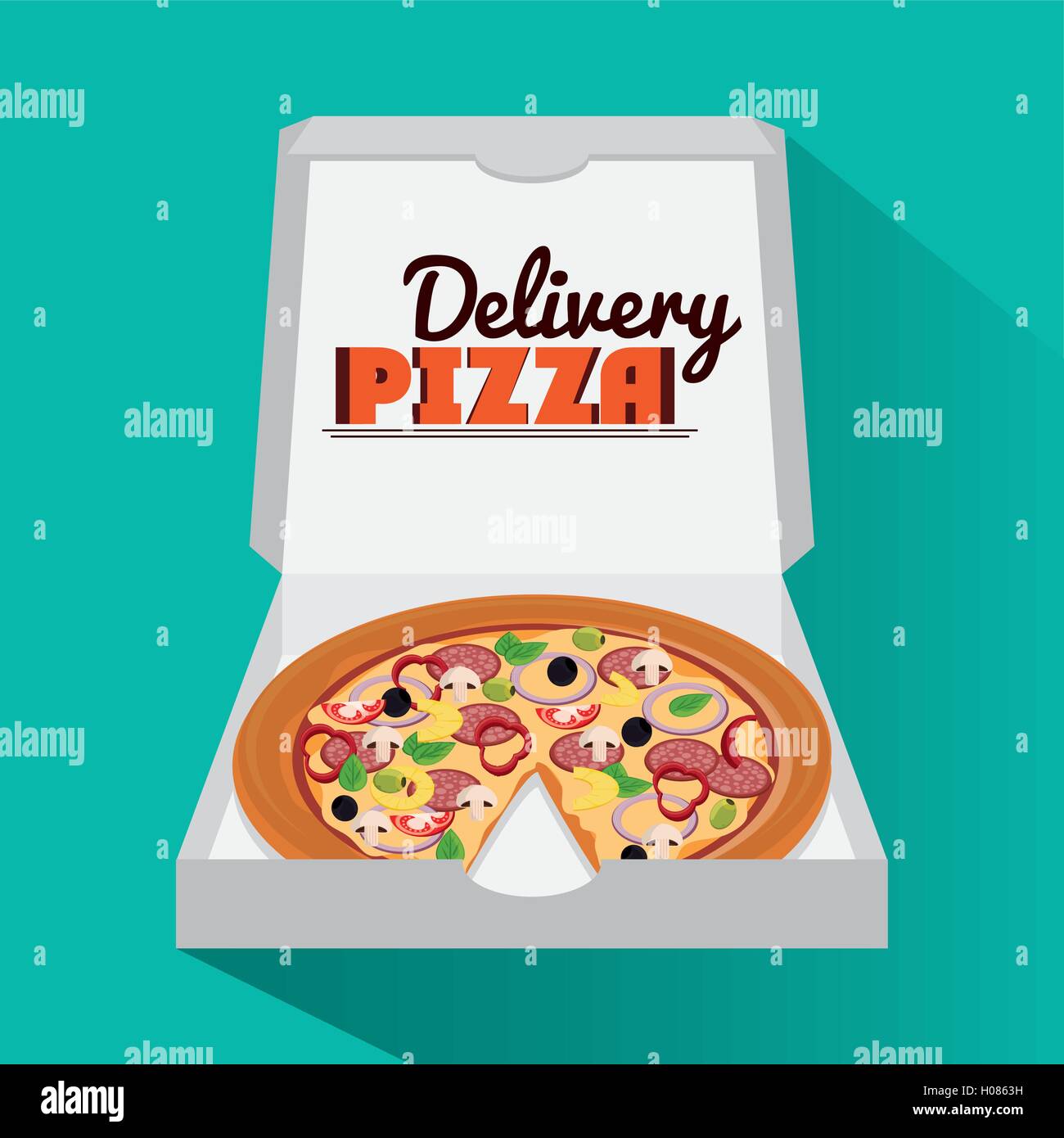 Pizza pie and carton box design Stock Vector Image & Art - Alamy