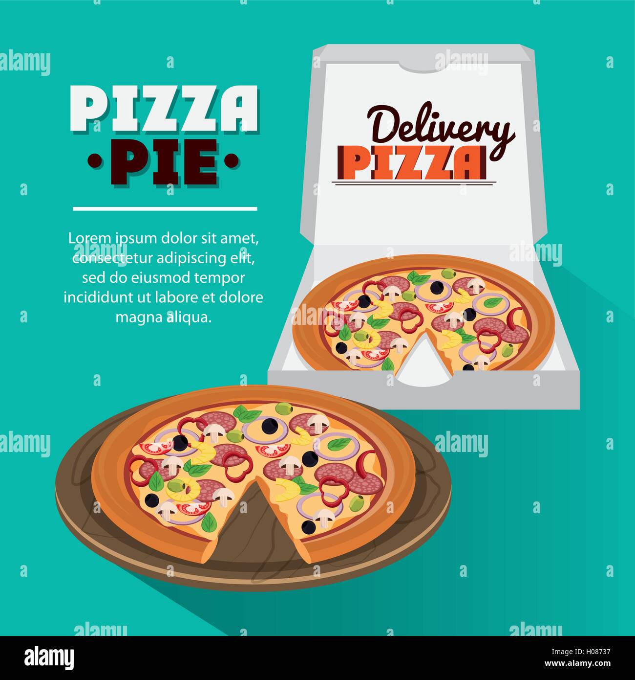 Pizza pie and carton box design Stock Vector Image & Art - Alamy