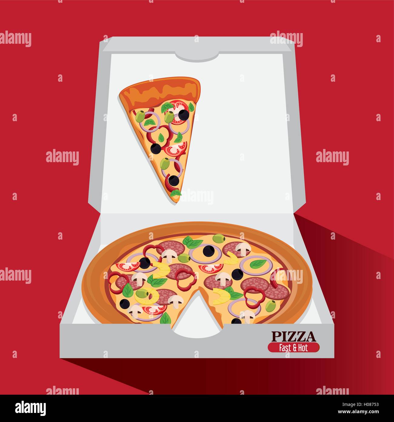 Pizza pie and carton box design Stock Vector Image & Art - Alamy