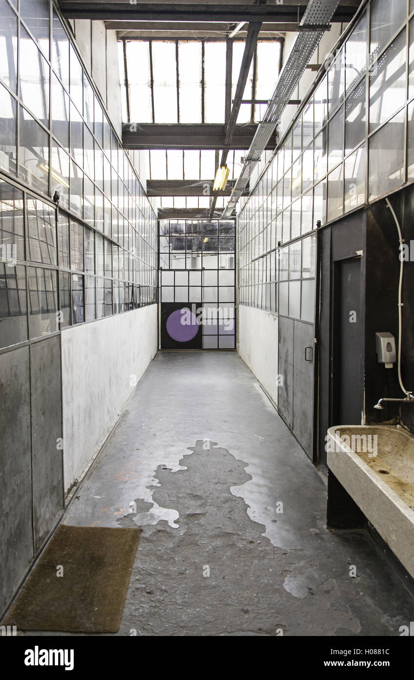 An old factory hall, detail of an old hall, inside Stock Photo - Alamy