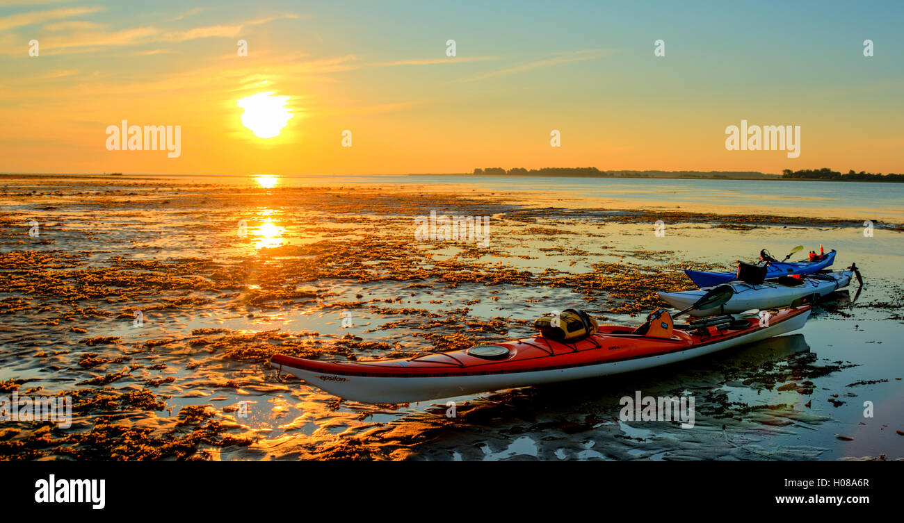 Kayaking at the sunrise Stock Photo - Alamy