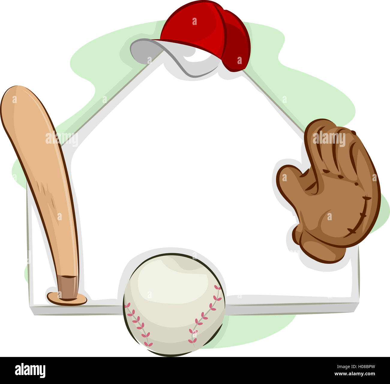 Frame Illustration Featuring a Set of Baseball Gear Stock Photo - Alamy