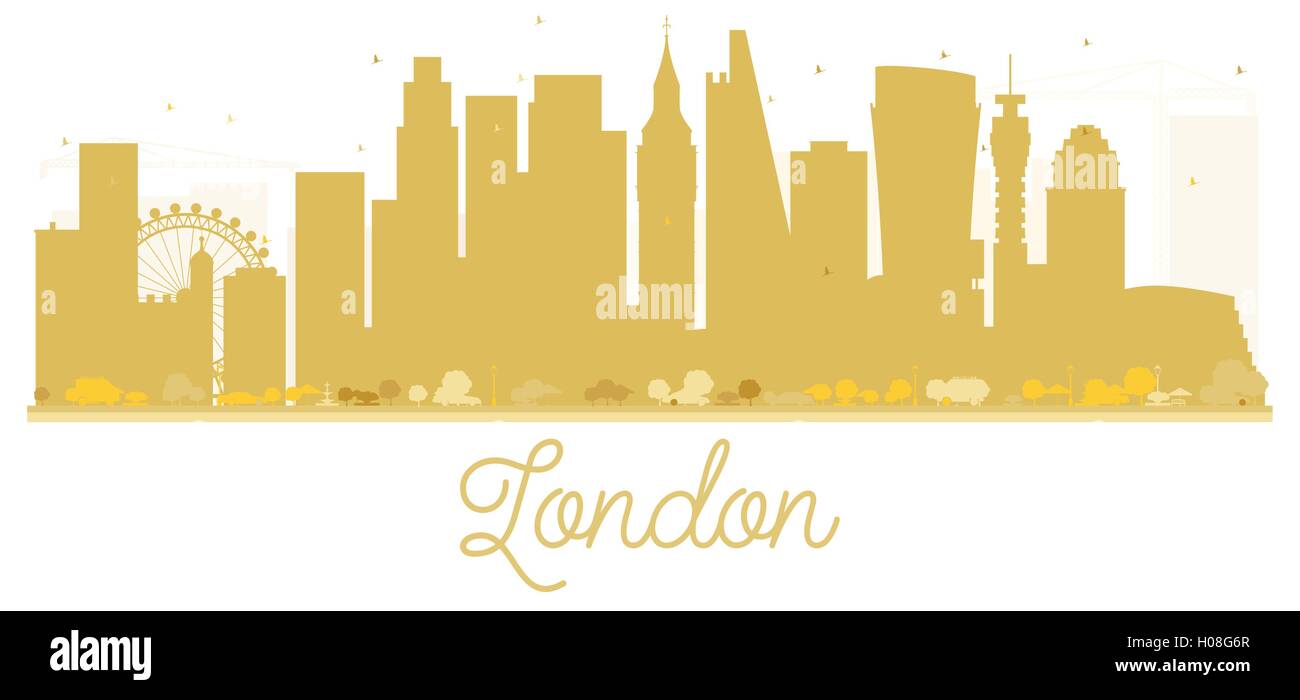 London City skyline golden silhouette. Vector illustration. Simple flat ...