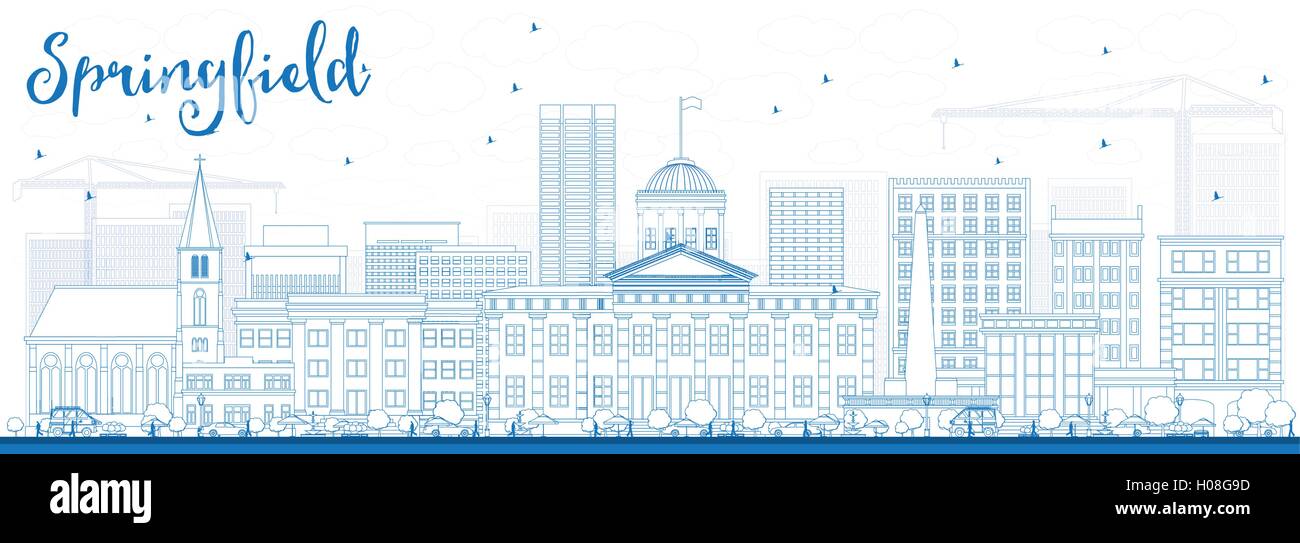 Outline Springfield Skyline with Blue Buildings. Vector Illustration ...