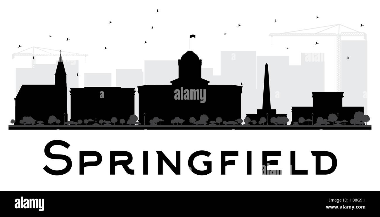 Springfield City skyline black and white silhouette. Vector ...