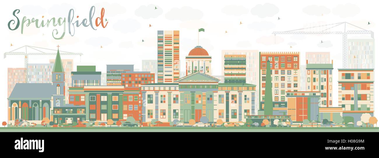 Abstract Springfield Skyline with Color Buildings. Vector Illustration ...