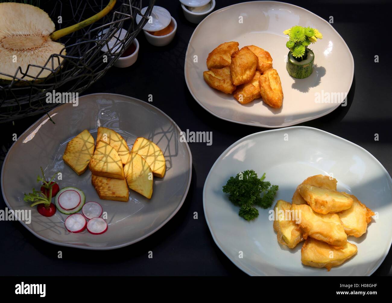 Fried sake fruit on the dish Stock Photo - Alamy