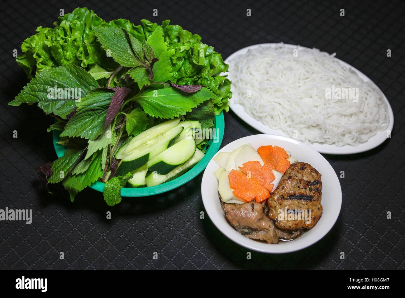 Bun cha or Vietnamese Kebab rice noodles Obama Stock Photo - Alamy