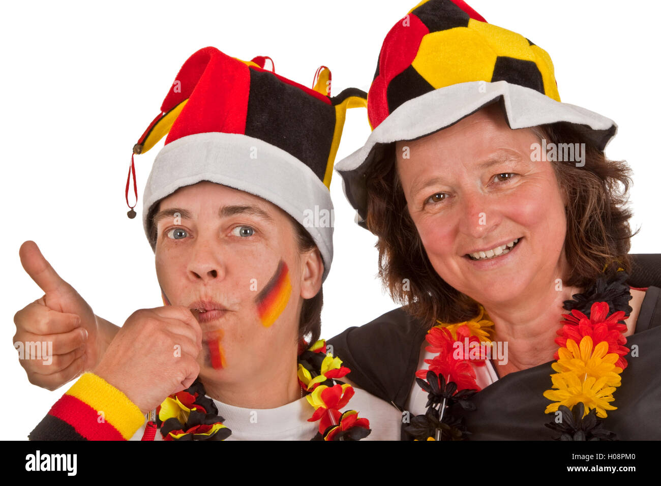 Female Soccer fans on white background Stock Photo - Alamy