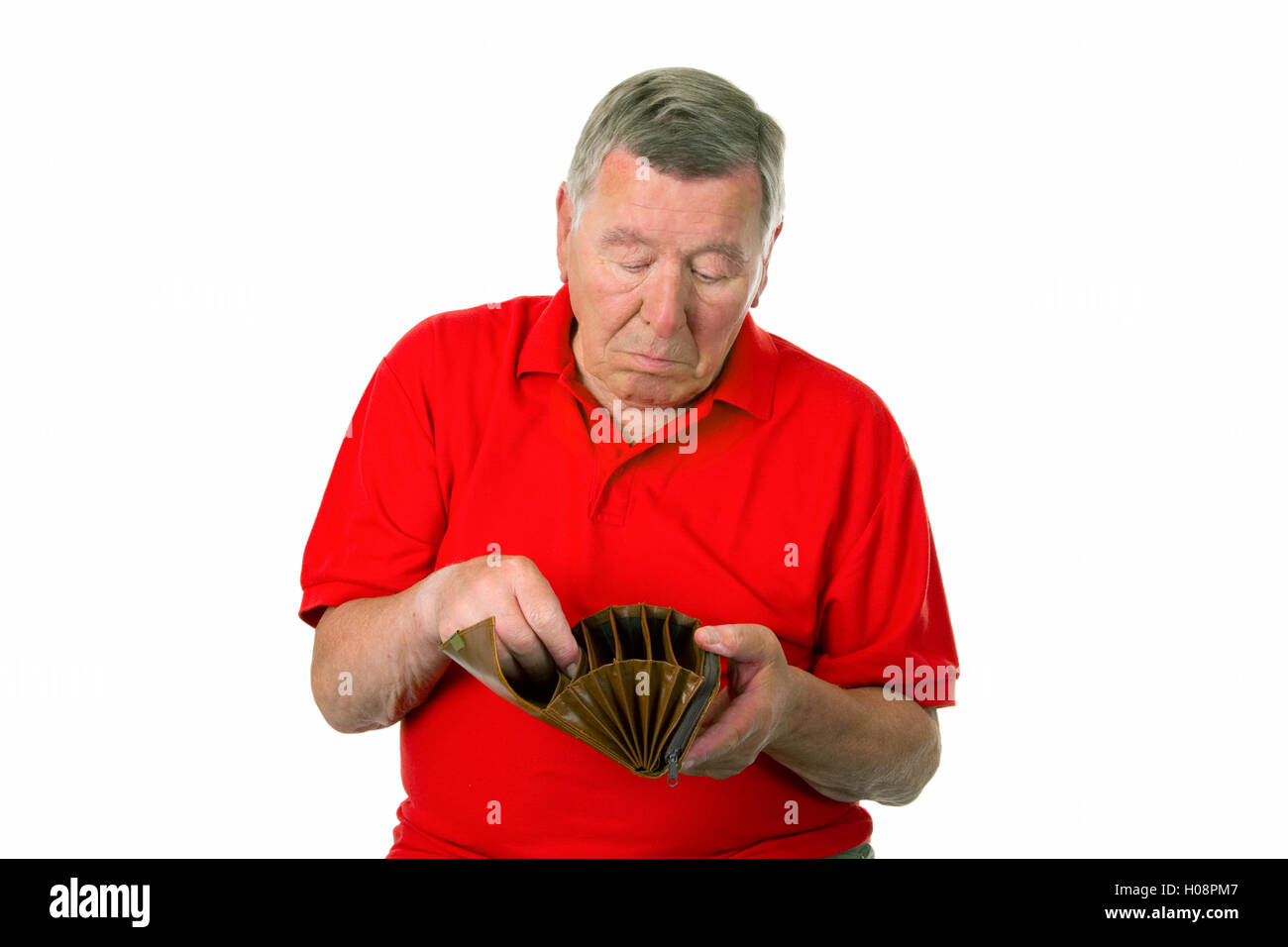Male senior with empty wallet isolated on white background Stock Photo ...
