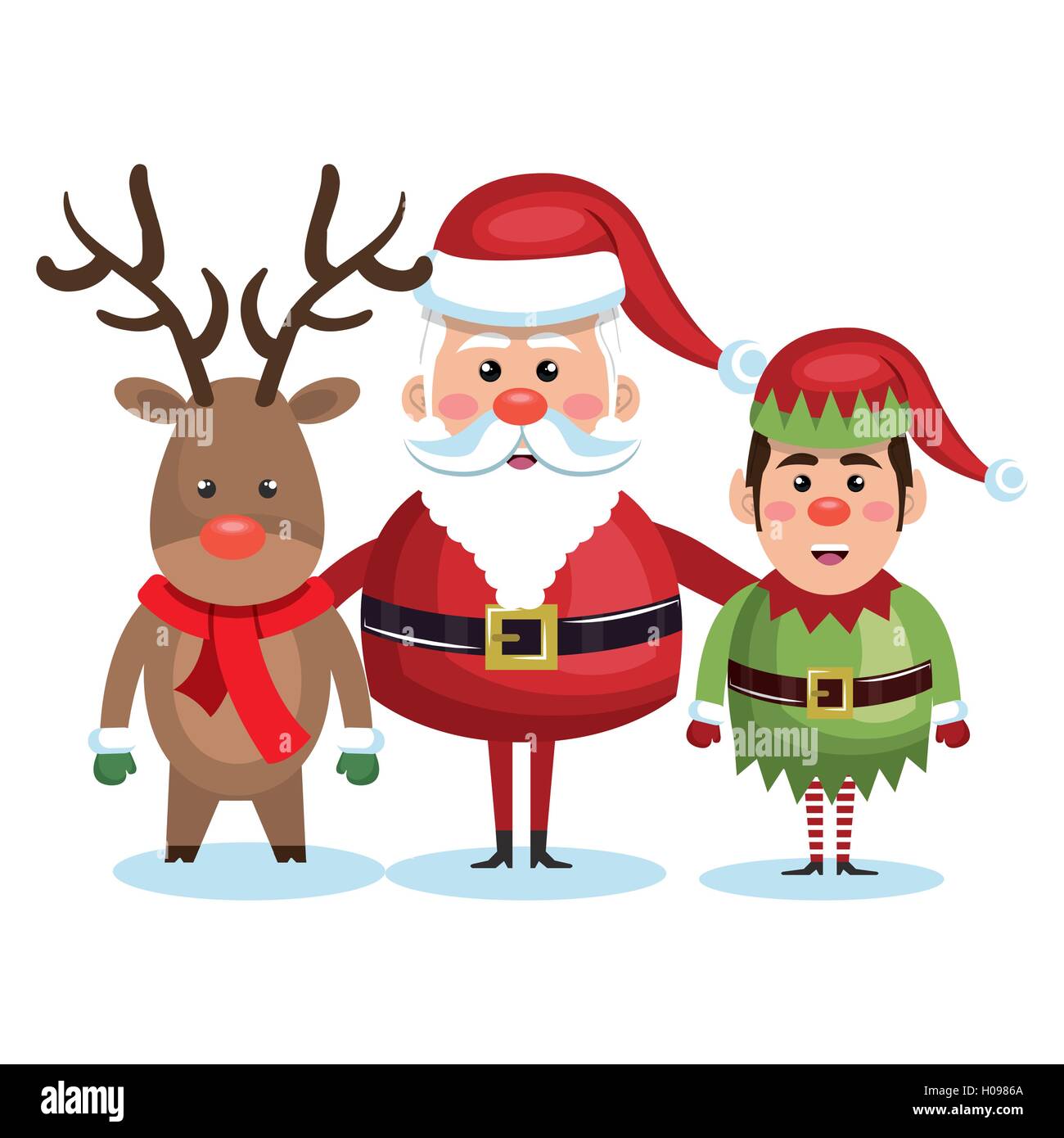 santa claus reindeer and elf christmas Stock Vector Image & Art - Alamy