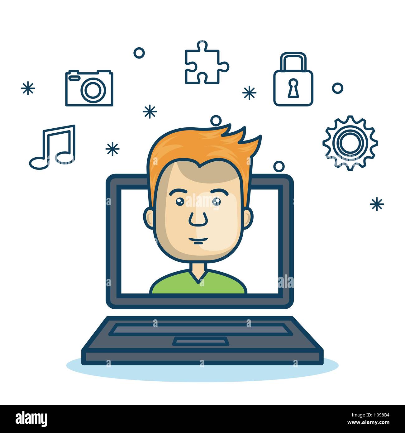 cartoon laptop guy network design Stock Vector Image & Art - Alamy