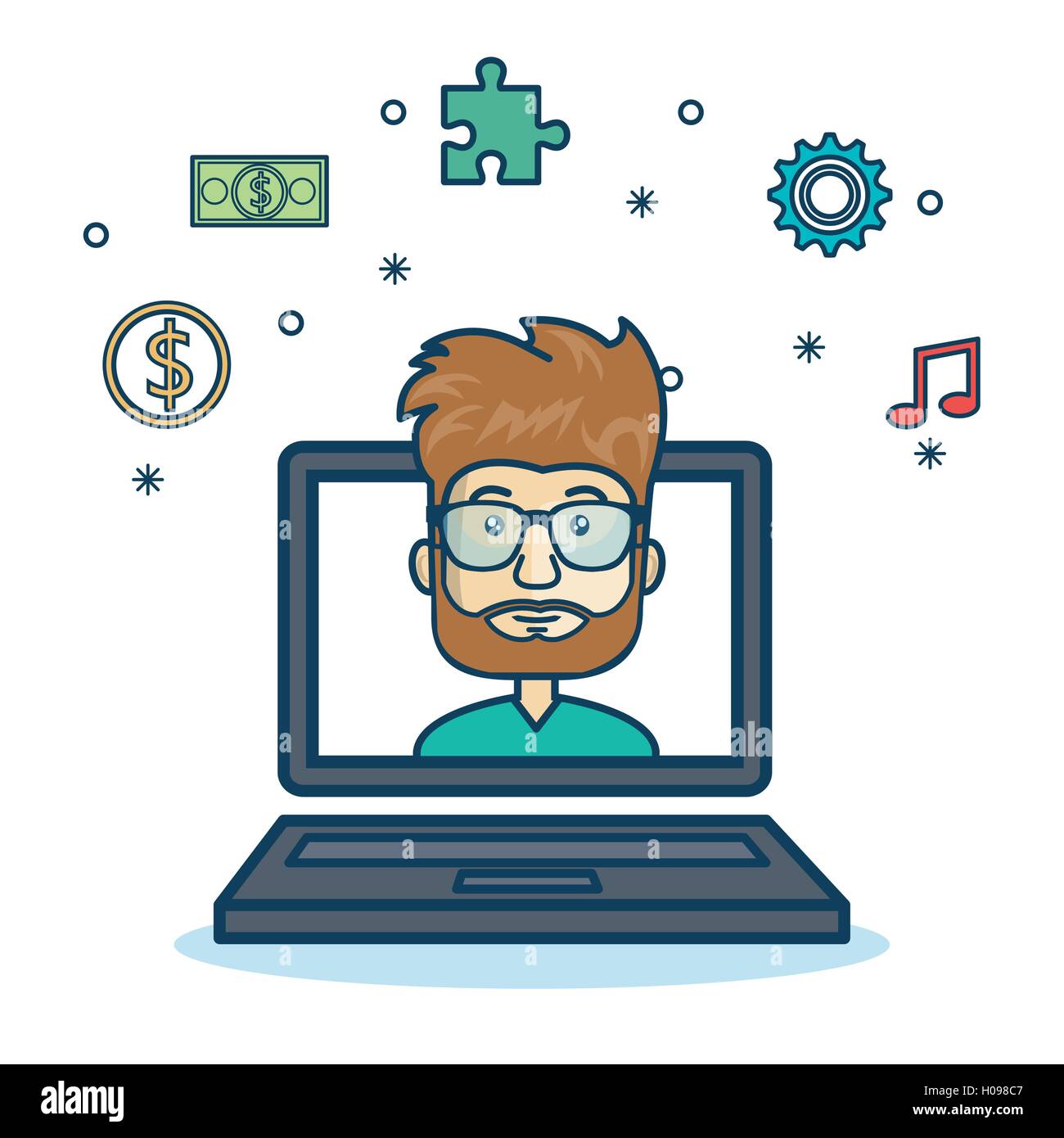 cartoon laptop guy icons web design Stock Vector Image & Art - Alamy