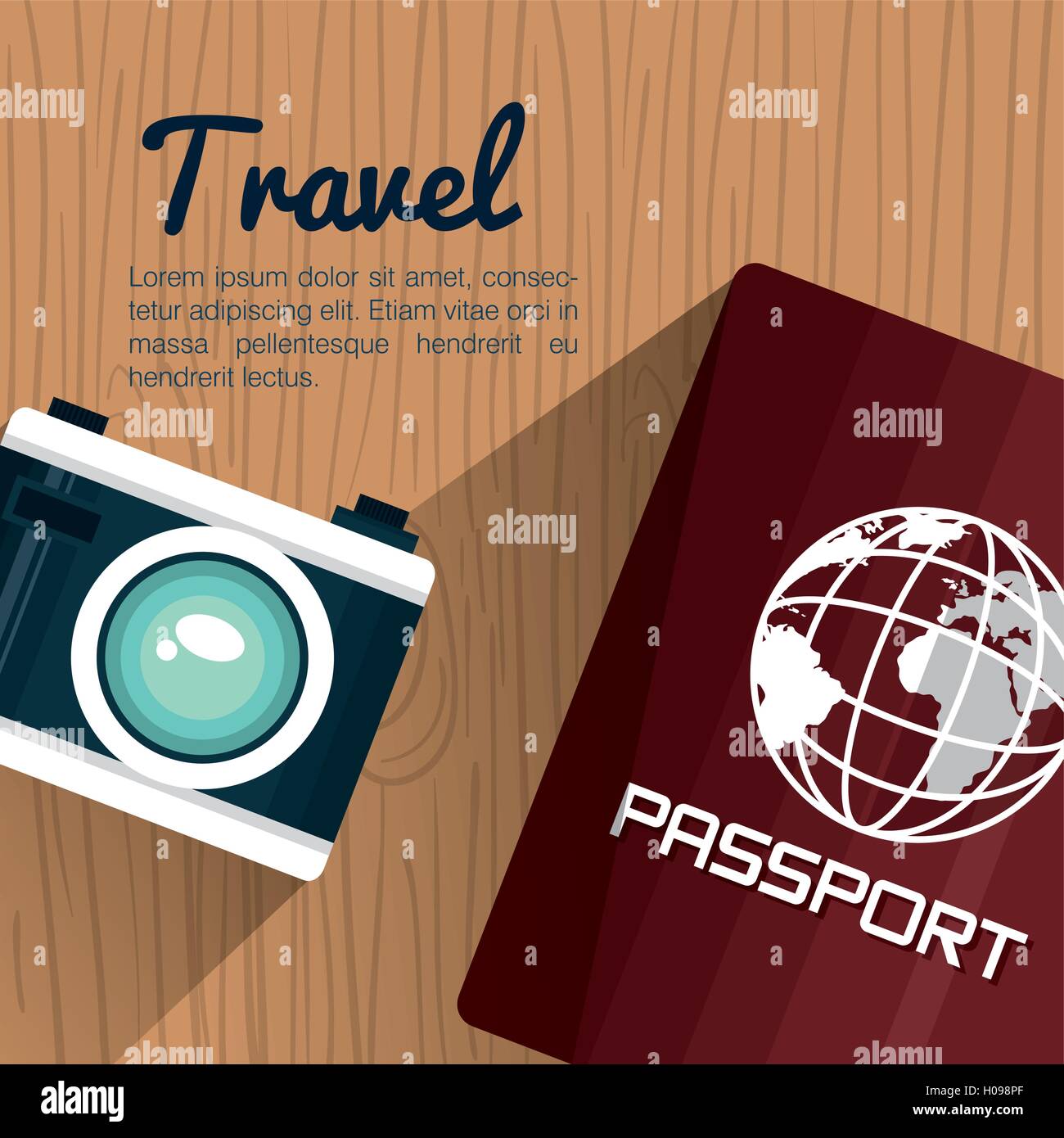 Globe wooden airplane passport Stock Vector Images - Alamy