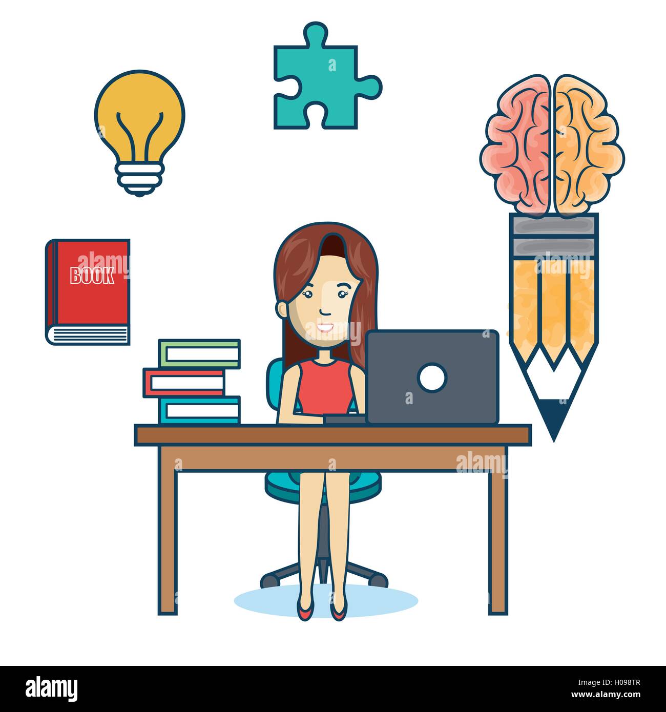 education online woman desk laptop Stock Vector Image & Art - Alamy