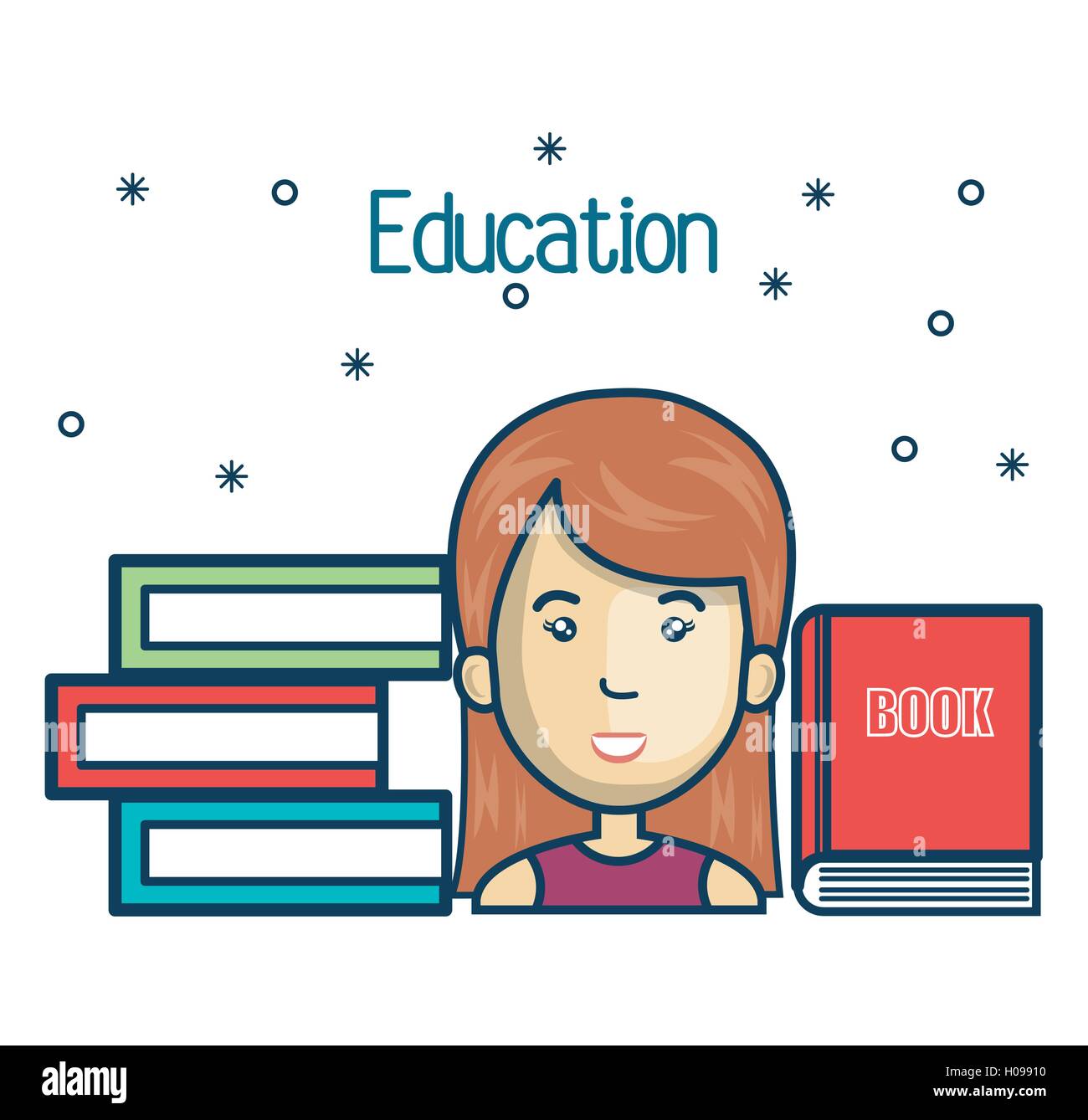 cartoon girl student education books read design Stock Vector Image ...