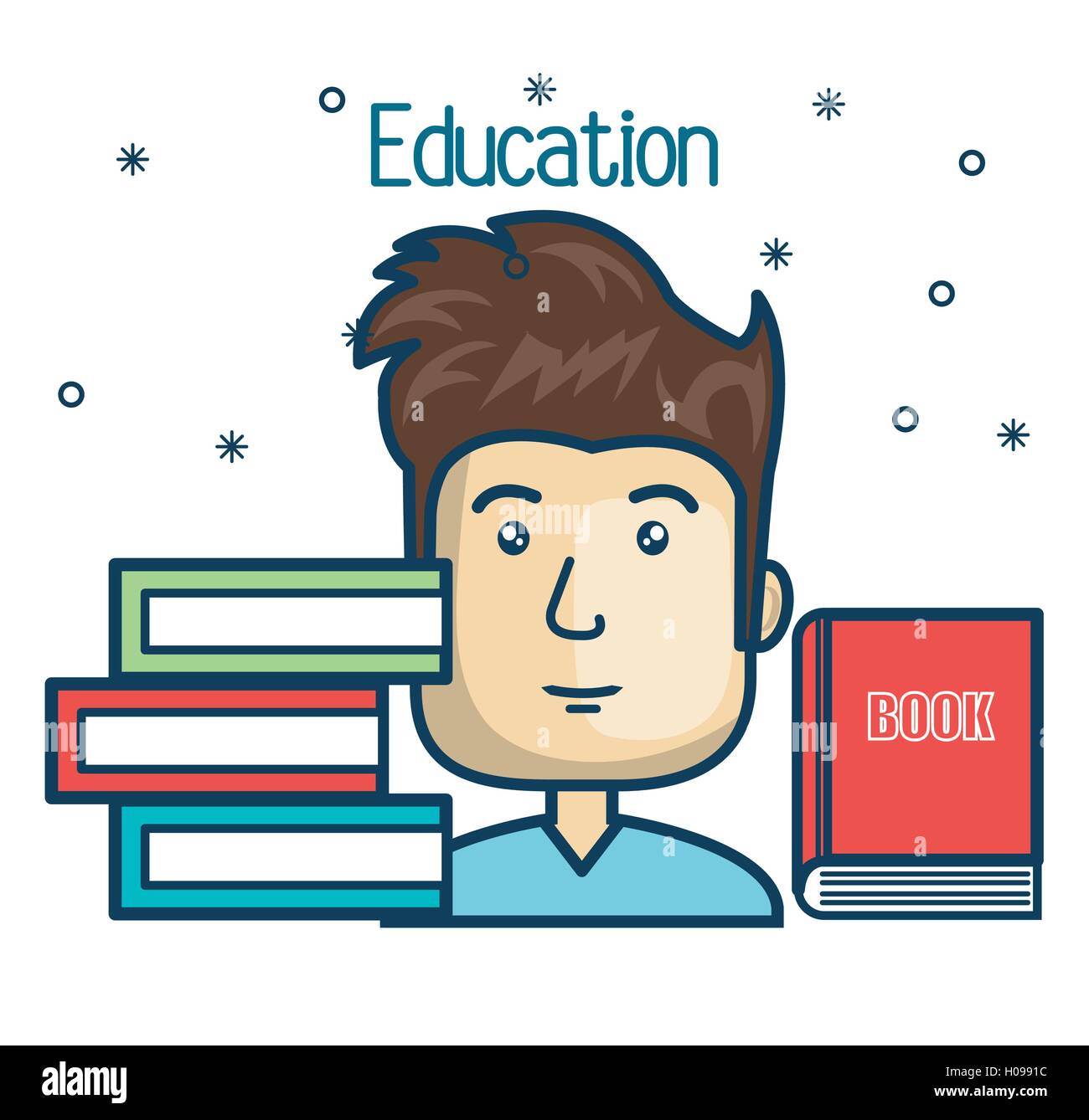 Cartoon figure boy books Stock Vector Images - Alamy