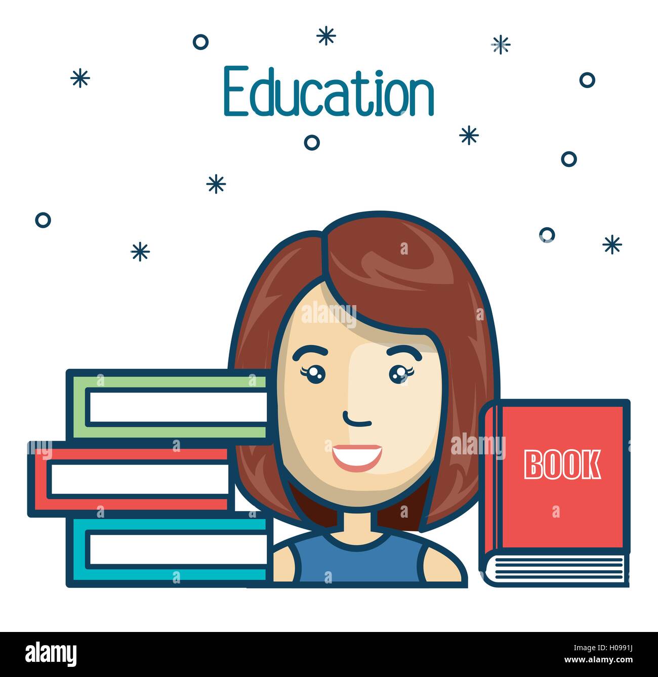 cartoon girl student education books read design Stock Vector Image ...