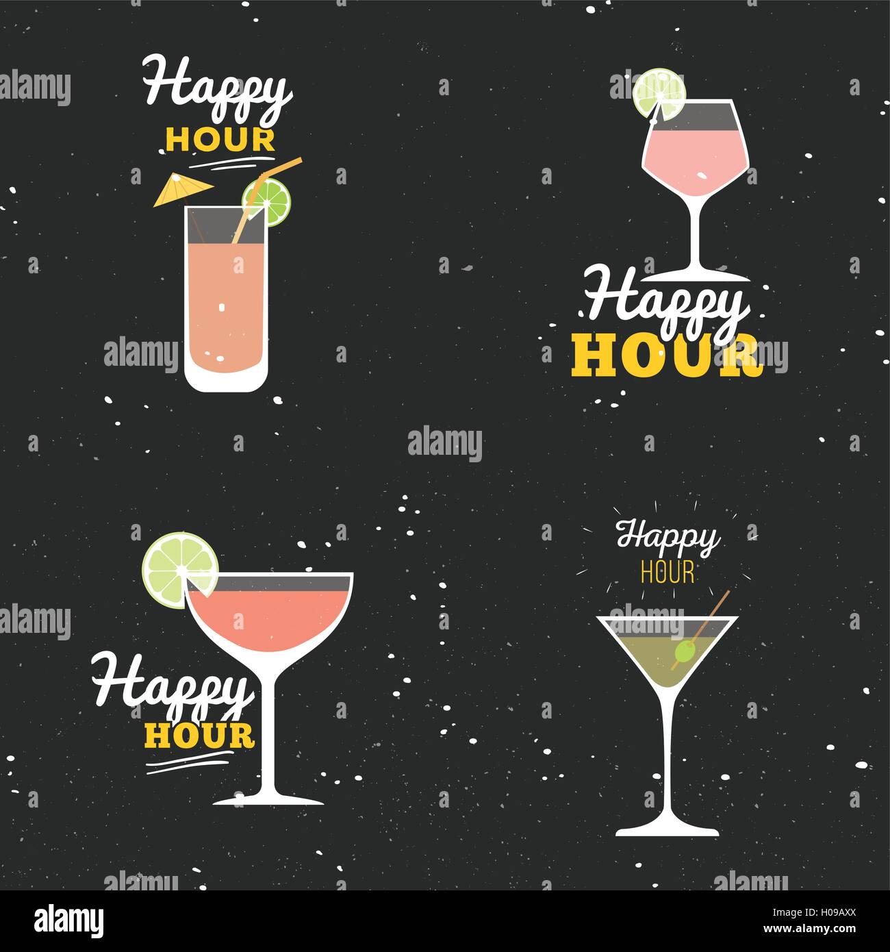 Happy hour labels Stock Vector Image & Art - Alamy