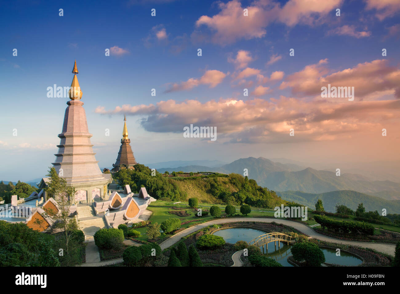Temples at Doi Inthanon, the highest peak in Thailand, Chiang Mai ...