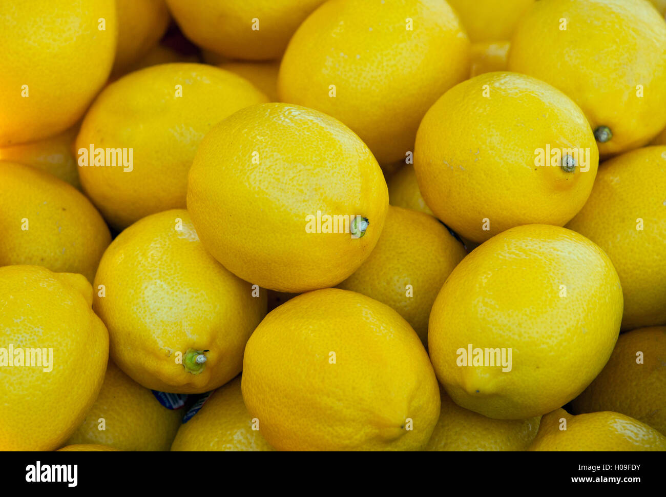 Group of fresh lemons on a market Stock Photo - Alamy
