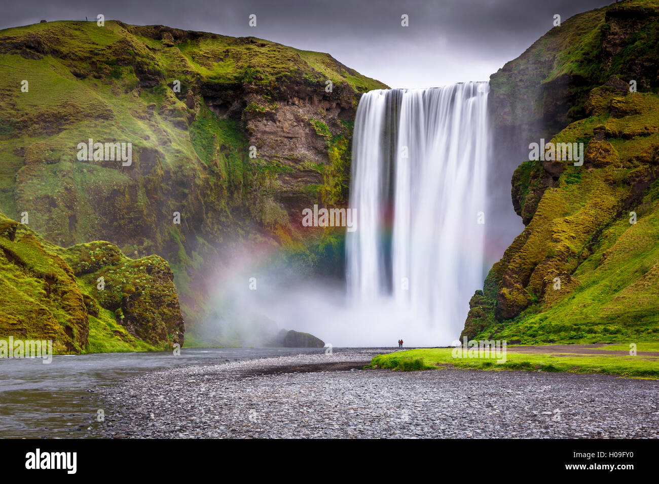 Skogafoss waterfall situated on the Skoga River in the South Region ...