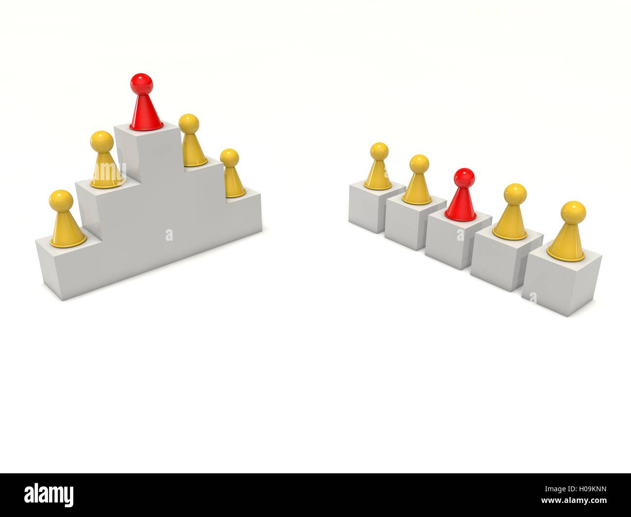 Board game figures team work hierarchy individual leader Stock Photo ...