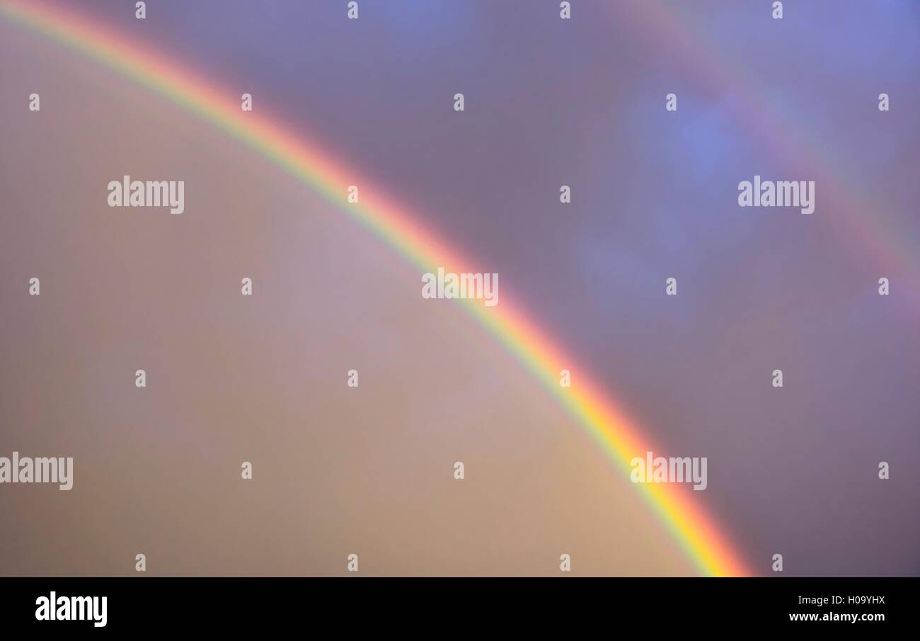 Double rainbow, segment, atmospheric optical phenomenon, Bavaria ...