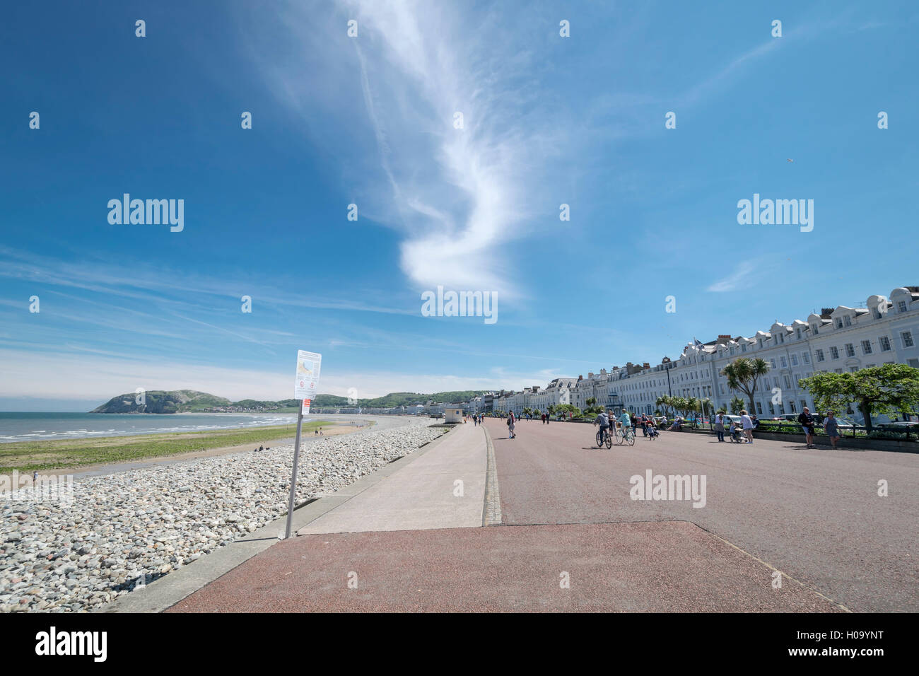 Llandudno promenade North Wales basking in the spring sunshine looking ...