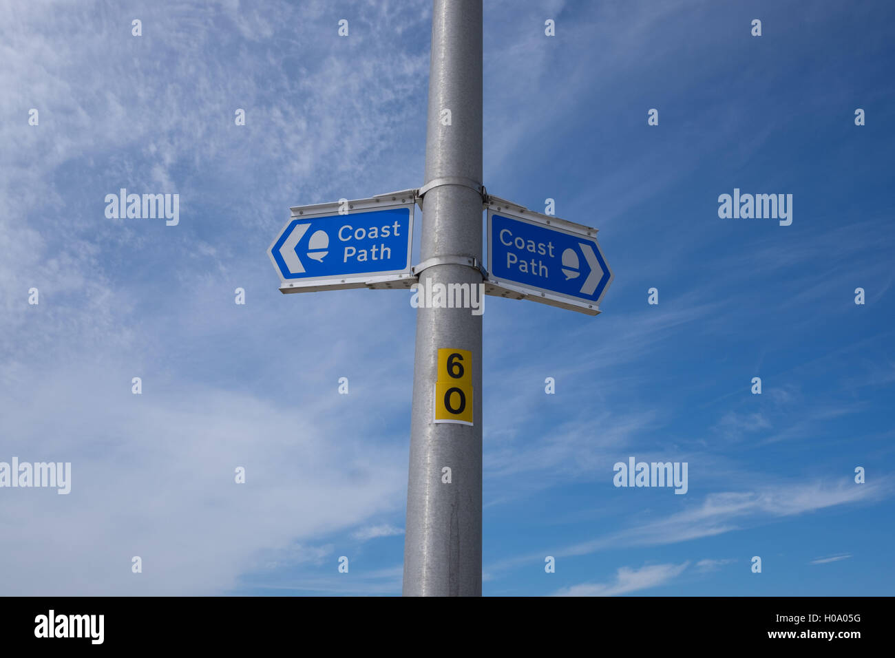 coast path signs on lamp post Stock Photo - Alamy