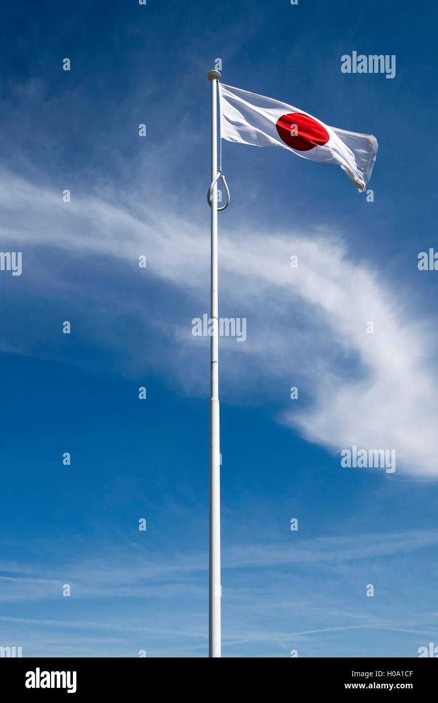 Japanese flag flying hi-res stock photography and images - Alamy