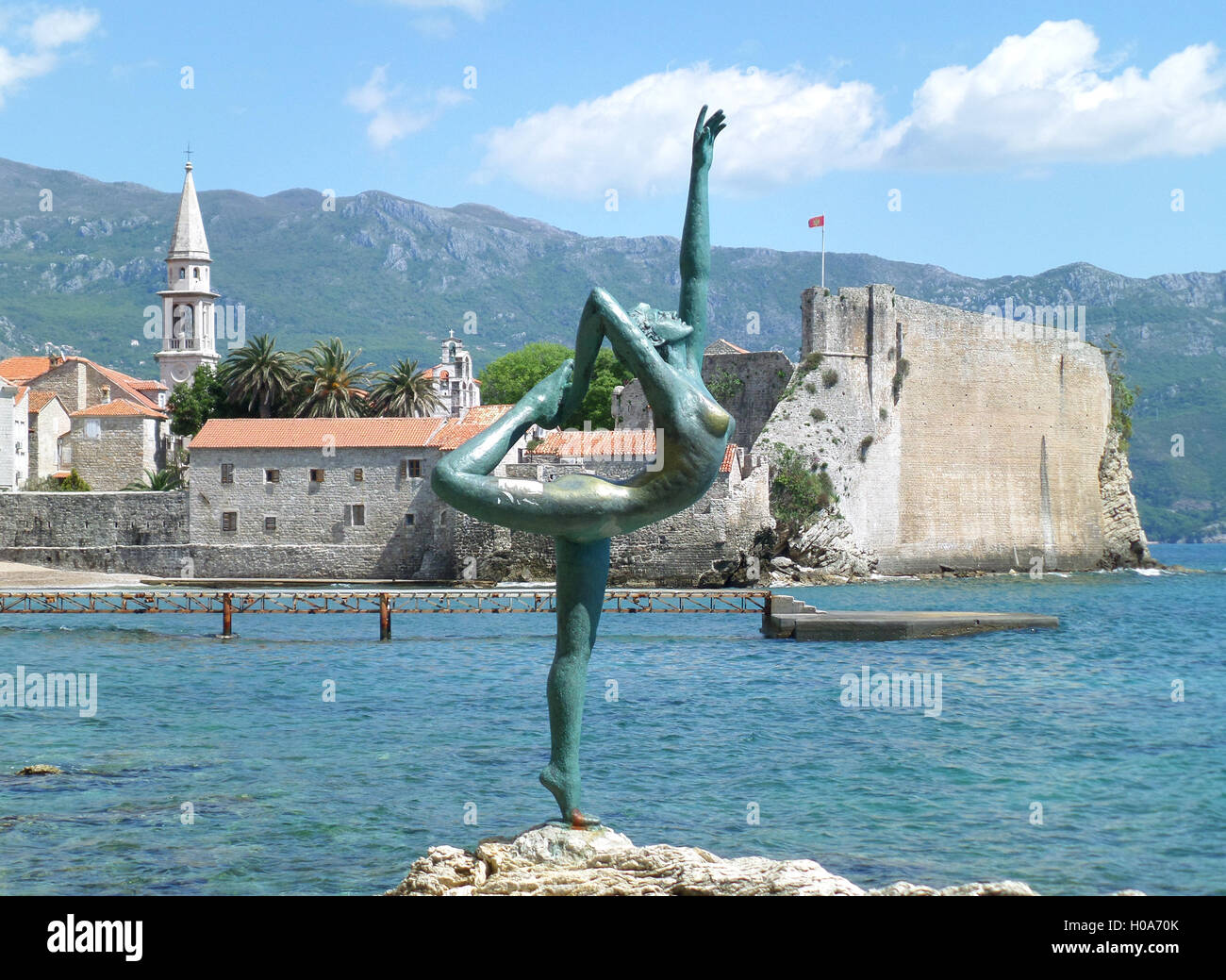 The Famous Dancing Girl Sculpture at the Beach of Budva, Montenegro ...