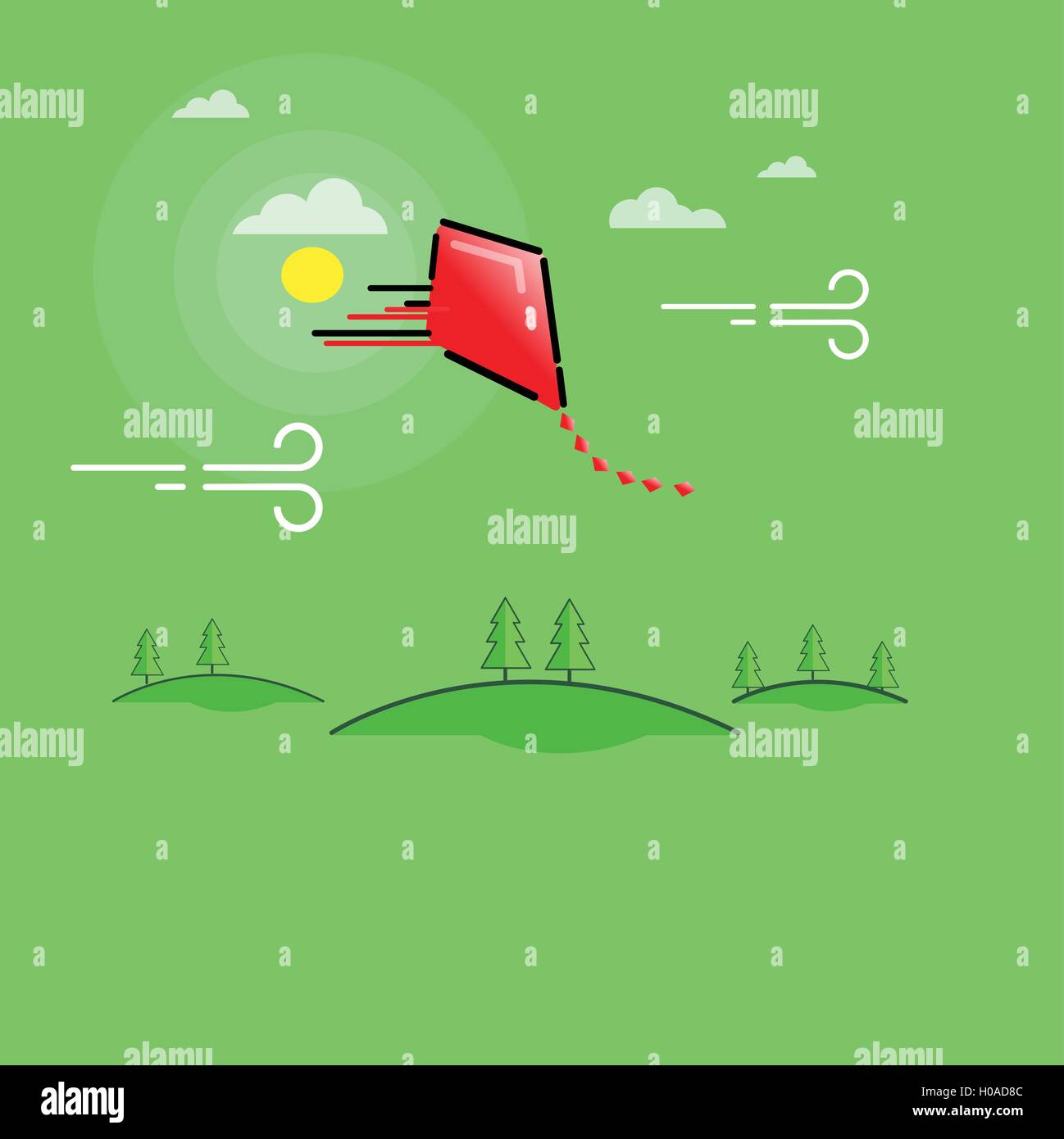 Kites and Clouds outline vector art Stock Vector Image & Art - Alamy