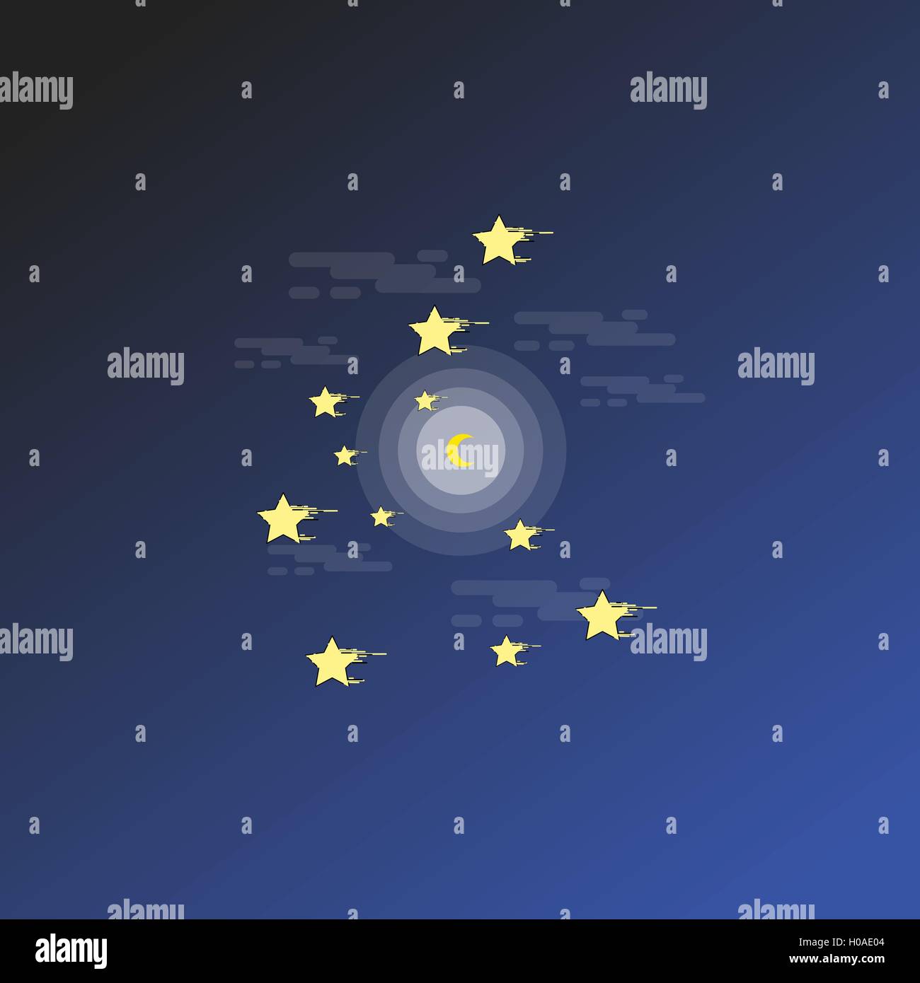 Night scenery star and moon outline Stock Vector Image & Art - Alamy