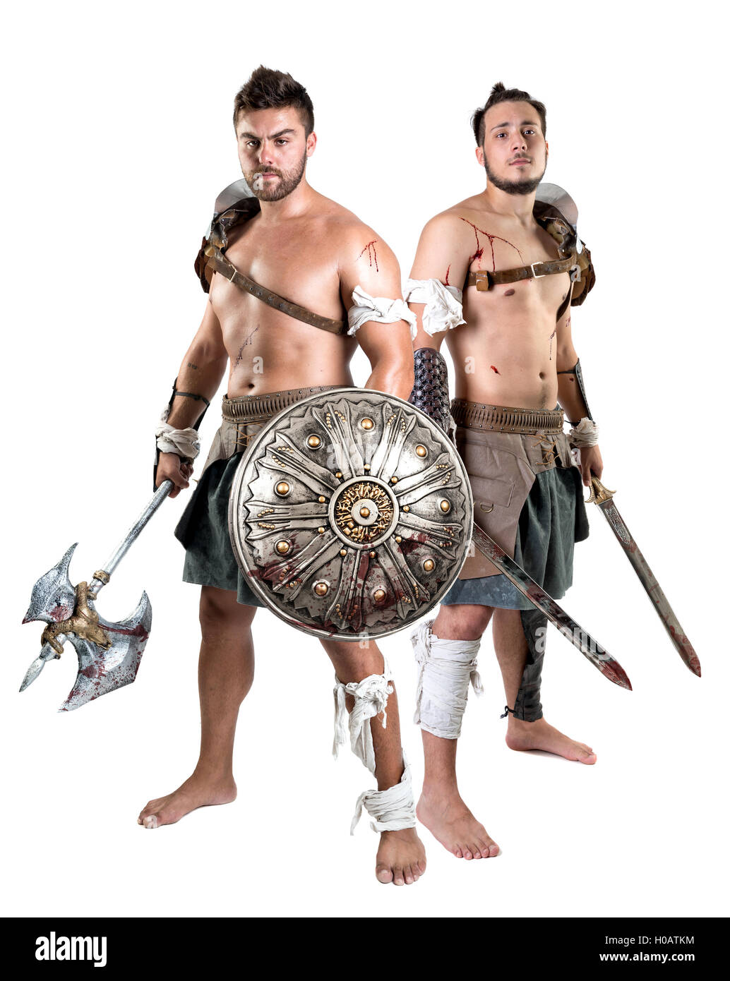 Ancient warriors or Gladiators isolated in a white background Stock ...