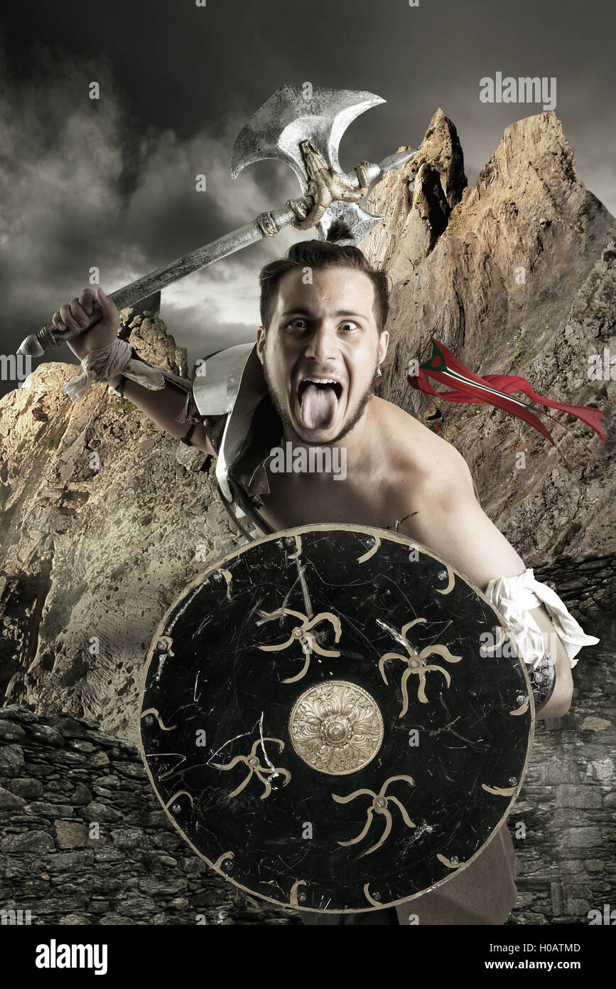 Ancient warrior or Gladiator ready to fight Stock Photo - Alamy
